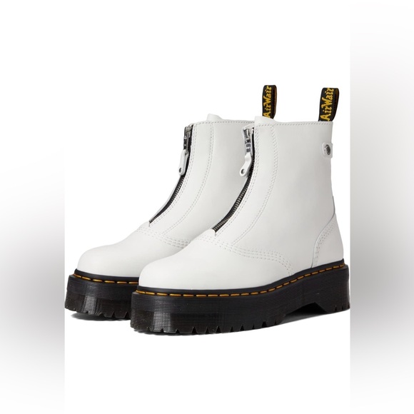Dr. Martens | Shoes | Dr Martens White Women Boots 8 Front Zip Nwb New ...